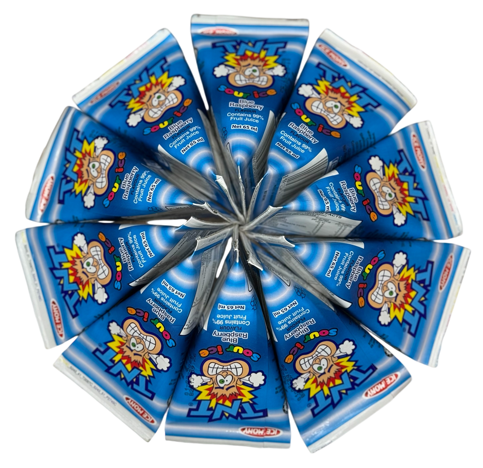 TNT Sour Ice Blue Raspberry Ice Blocks (65ml) – Tempting Sweets